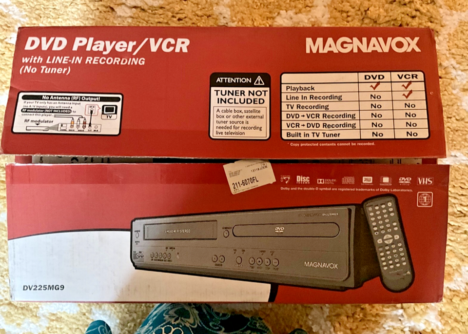 New In Box Magnavox DV225MG9 DVD Player/VCR DV225MG9 Combination Unit ...
