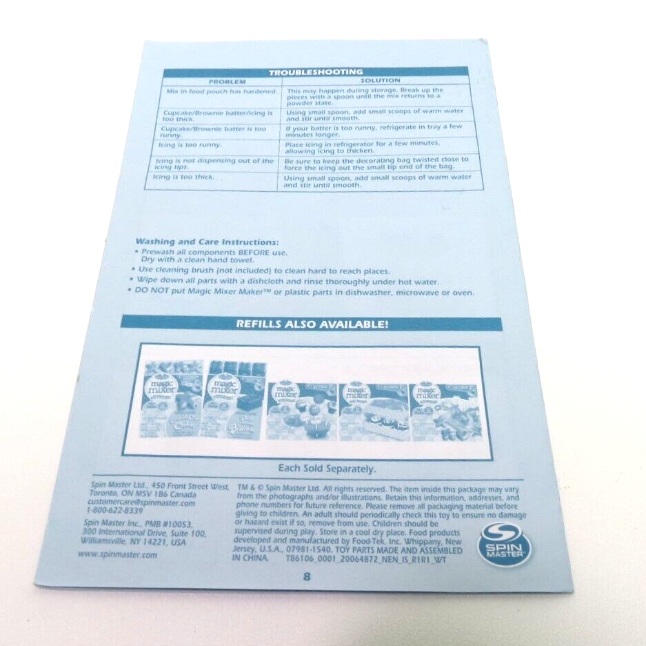 Cool Baker Magic Mixer Brownies & Cupcakes Kit Replacement Instruction ...