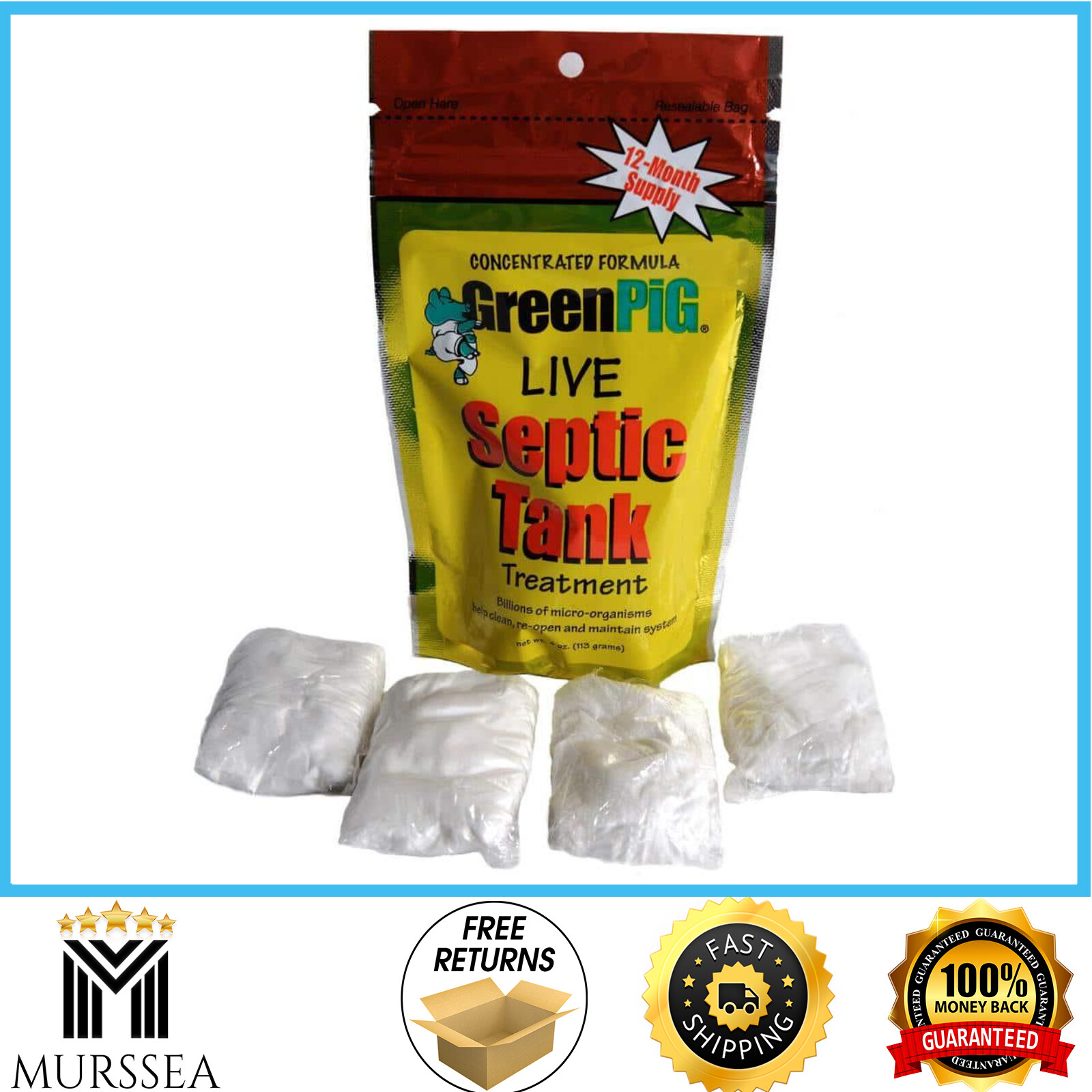 Septic Tank Treatment 1-Year Supply Tablets Capsules Regular Strength ...