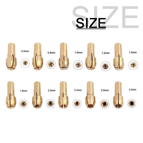 0.8-3.2mm Copper Mini Drill Chuck Collet Nut Set Bits Rotary Tool ...