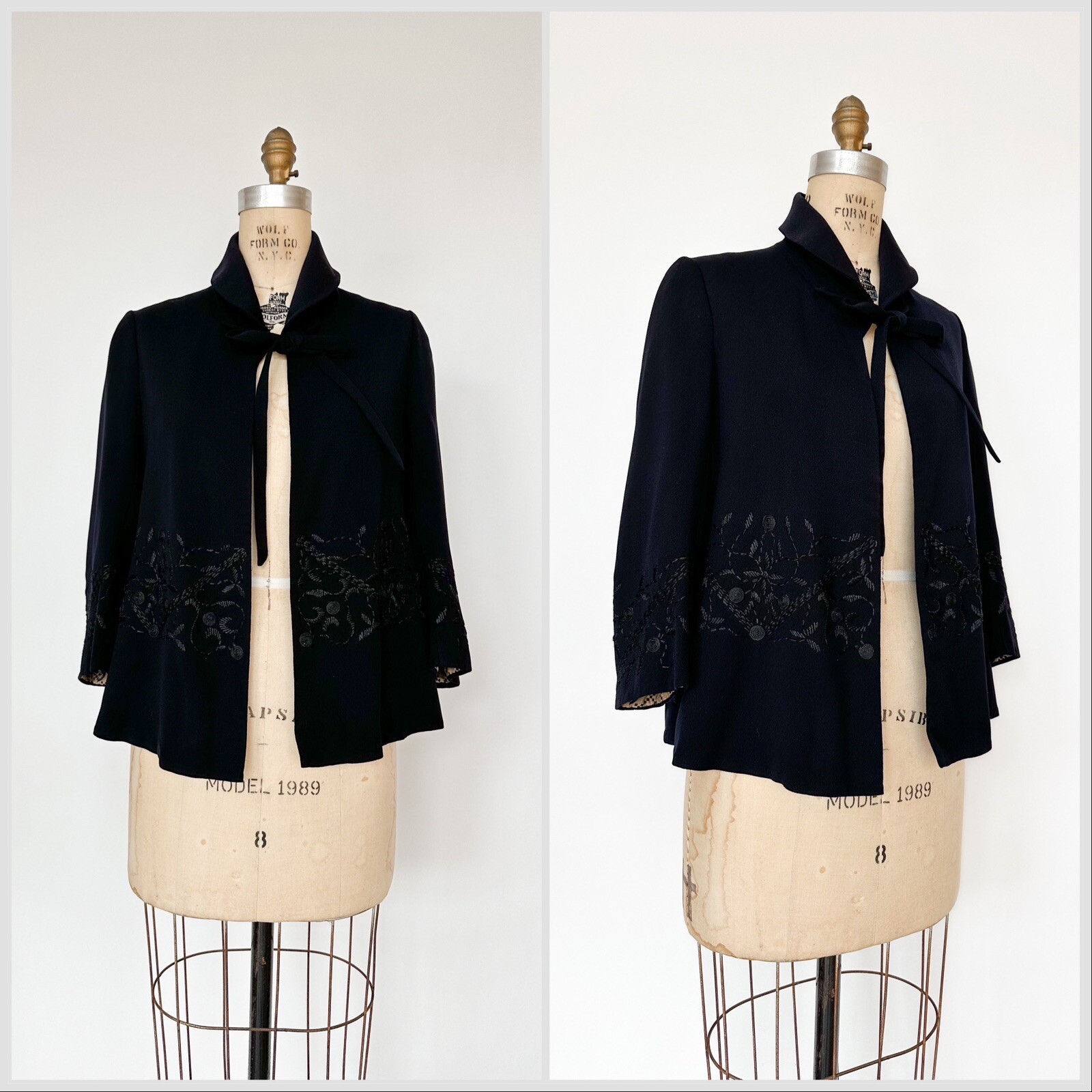 Antique 1910s Edwardian Embroidered Open Front Jacket… - Gem