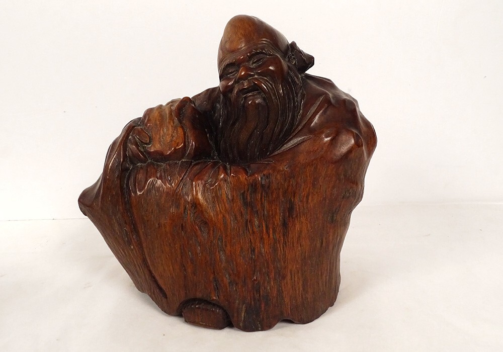 Statue Sculpture Wood Racine Dieu Longevity Shou Lao Shouxing China ...