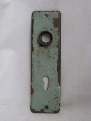 antique back door plate skeleton key type escutcheon keyhole cover ...
