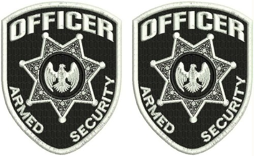 OFFICER SHOULDERS EMBROIDERY PATCH 4.5X3.75''X hook on back BLK/WHITE ...