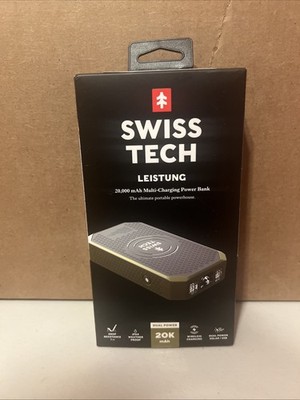 Swiss Tech LEISTUNG mAh Wireless Power Bank Flashlight Charging Pad 20k ...