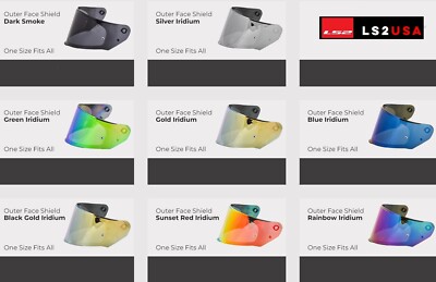 LS2 Helmets Tinted/Iridium/Photochromatic Outer Face Shield- Choose ...