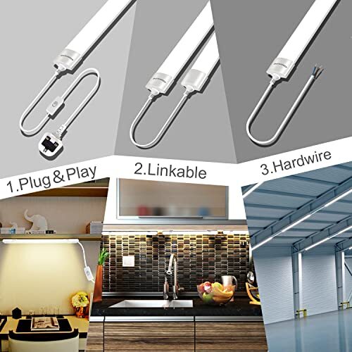 Plug in Light, 40CM 18W LED Batten Lights Daylight 6500K Ceiling Light ...