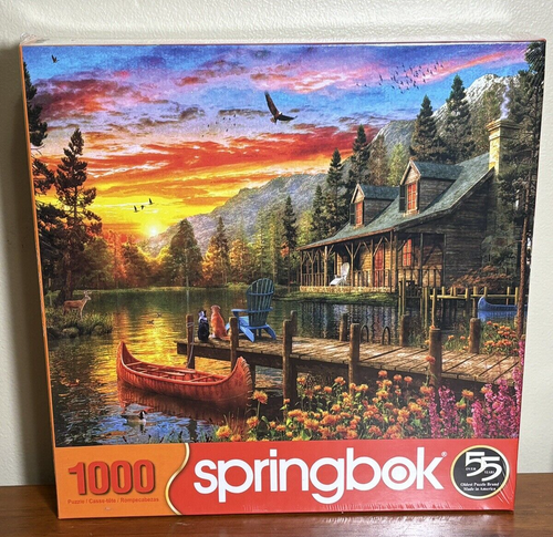 Springbok 1000 Piece Jigsaw Puzzle Cabin Evening Sunset New Factory ...