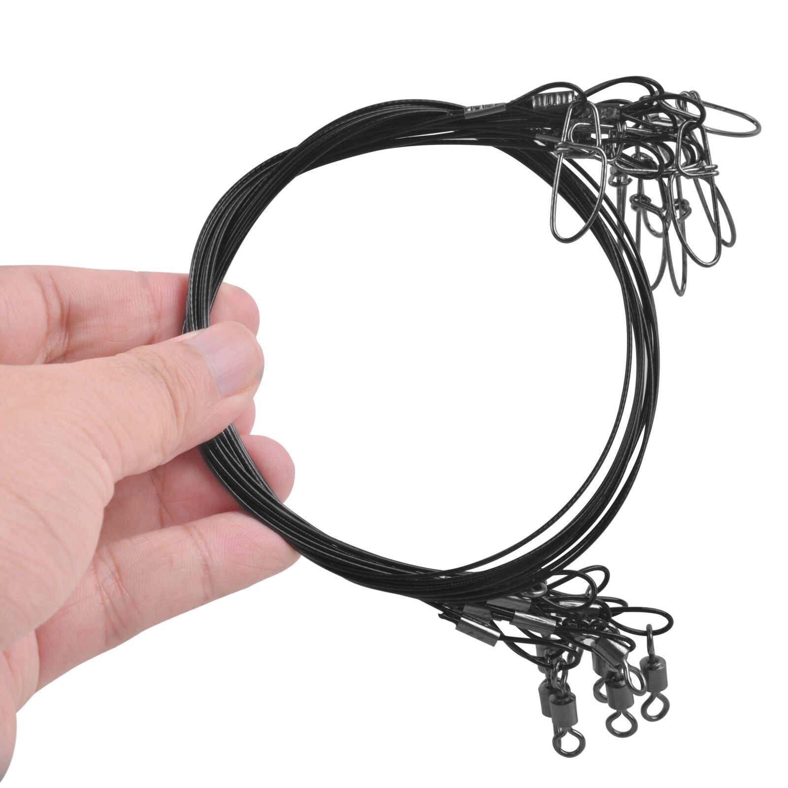 19.7"/150LB Steel Fishing Wire Leader Line Fishing Leaders with Swivels ...