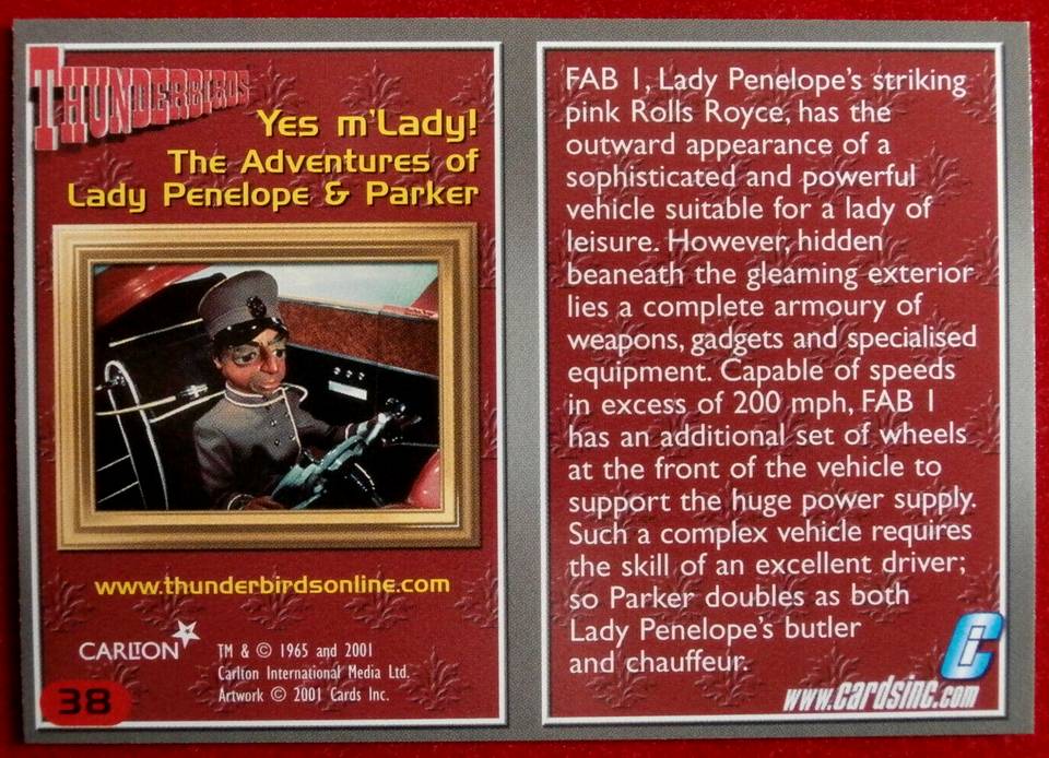 THUNDERBIRDS - Card #38 - The Fabulous FAB 1 - Cards Inc 2001 | eBay