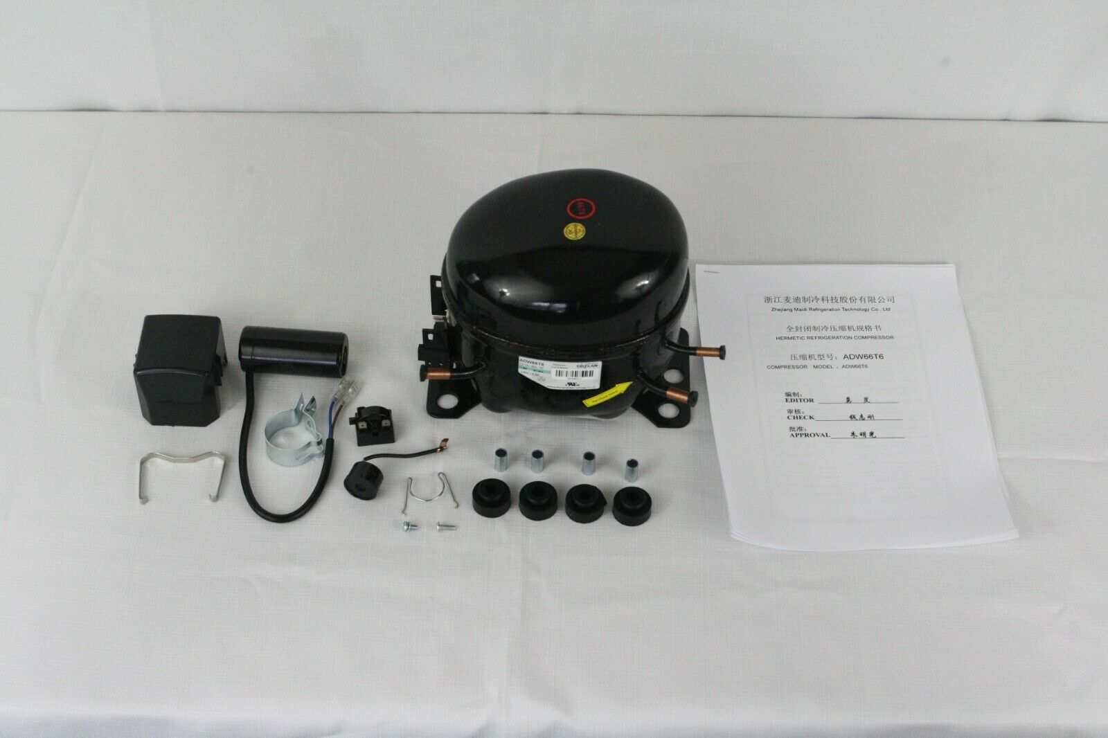 SIKELAN ADW66T6 REFRIGERATION COMPRESSOR 1/4+ HP 665BTU 110-120V R134A ...