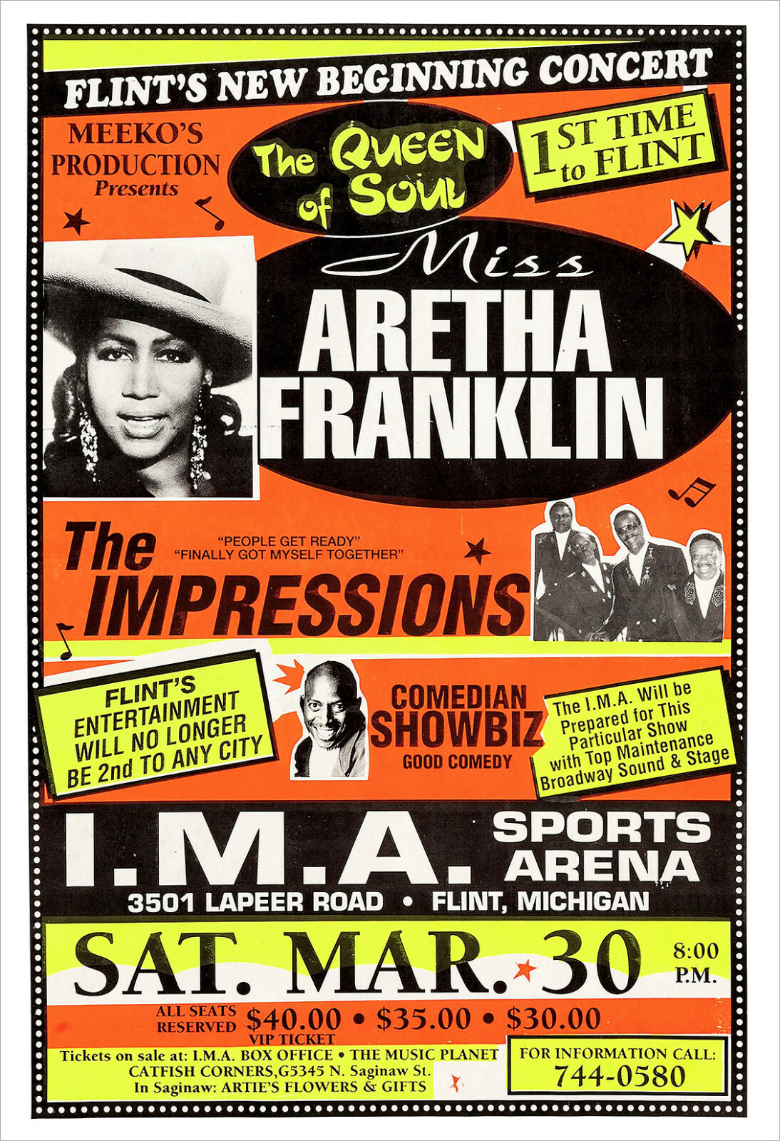 Aretha Franklin 1995 concert poster print | eBay