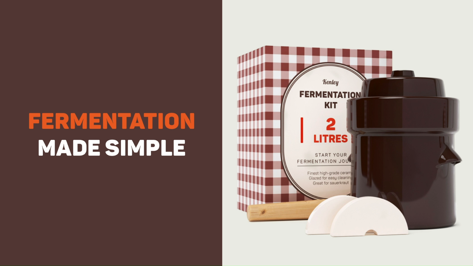 2L Kenley Fermentation Crock Jar Fermenting Pickling Sauerkraut Pot ...