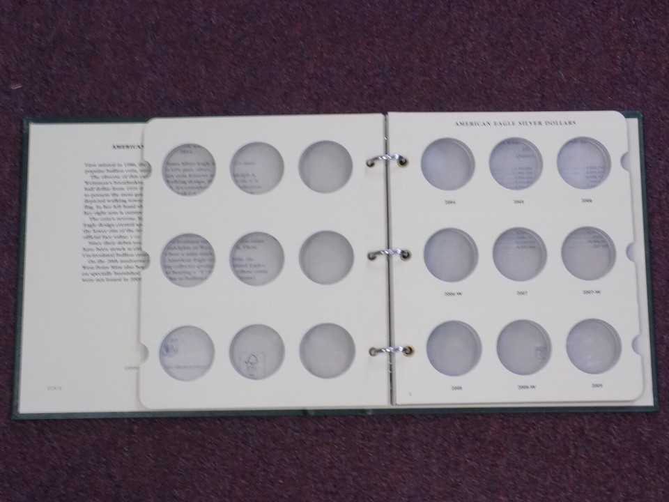 Used Littleton 1986-2014 American Silver Eagle Empty Coin Album Book ...