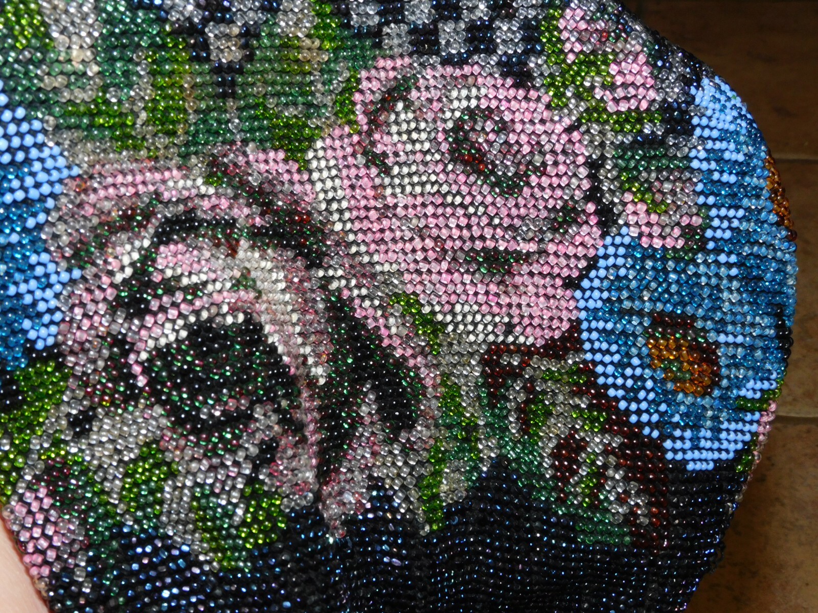 ANTIQUE VICTORIAN FRENCH MICRO BEADS ART NOUVEAU FLOW… - Gem