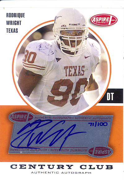 rodrique wright rookie rc draft auto autograph texas longhorns college ...