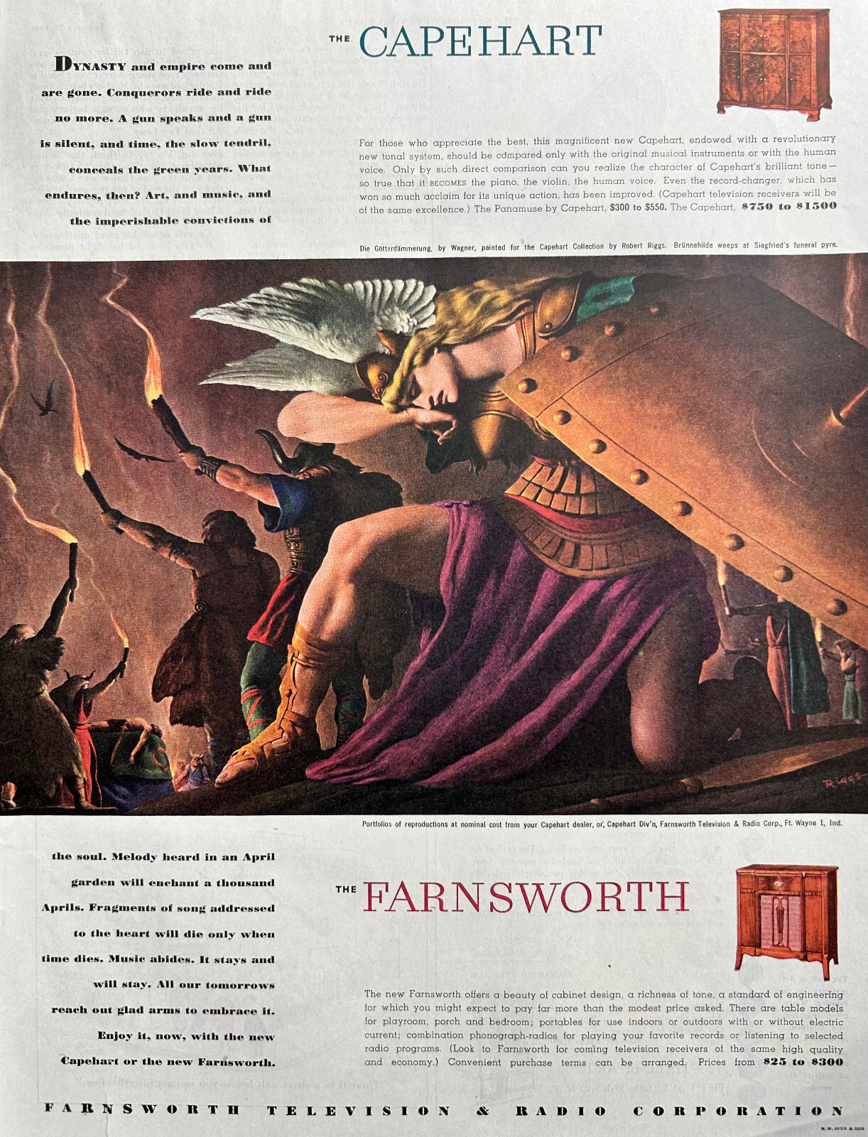 Farnsworth Television & Radio Corp Ad 1946, Capehart & Farnsworth ...