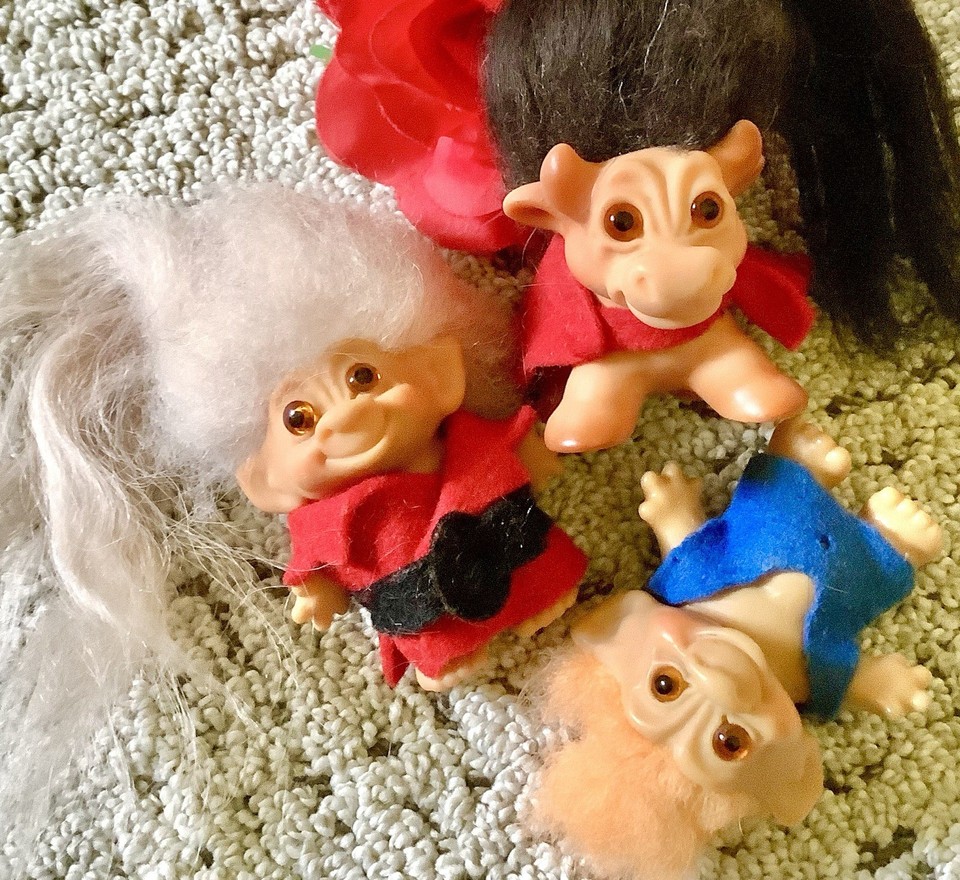 Vintage TRoLL LOT CoW 60s DaM BuLL THiNG AMBeR Eye HTF Damest MoHaiR DoL CAPE + | eBay