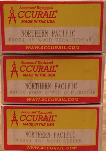 HO Accurail 8054 Northern Pacific 40’ Wood Reefer & Boxcar Kits (3-Car ...