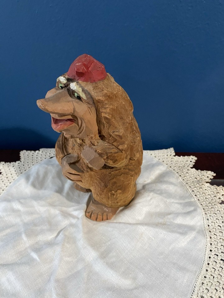 Vintage Henning Hand Craved Troll Red Hat Rubbing Belly | eBay