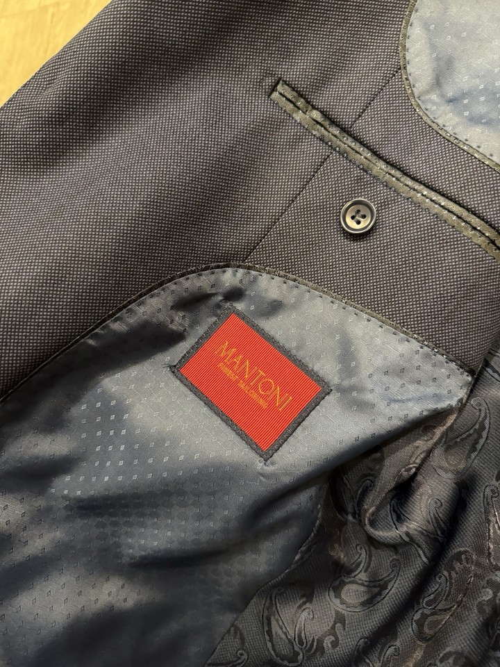 Mantoni Men’s Blue Wool Suit - Blazer (42S) Pants (36x30) | eBay