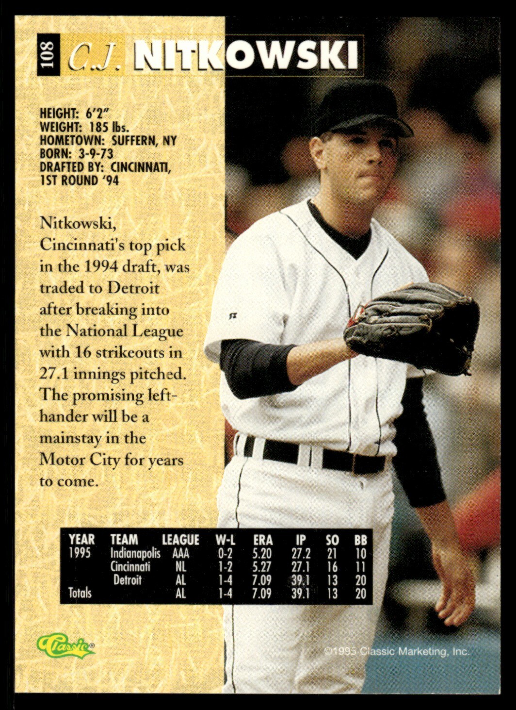 1995 Classic 5-Sport #108 C.J. Nitkowski Rookie Detroit Tigers | eBay UK