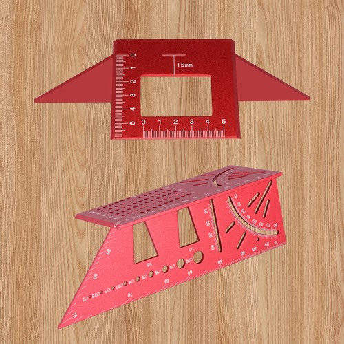 3D Multi-Angle Measuring Ruler Aluminum Alloy 45/90 Degree Ruler Miter ...