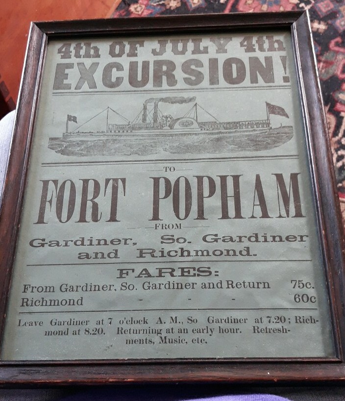 Fort Popham Maine old broadside excursion Gardiner to Richmond ...
