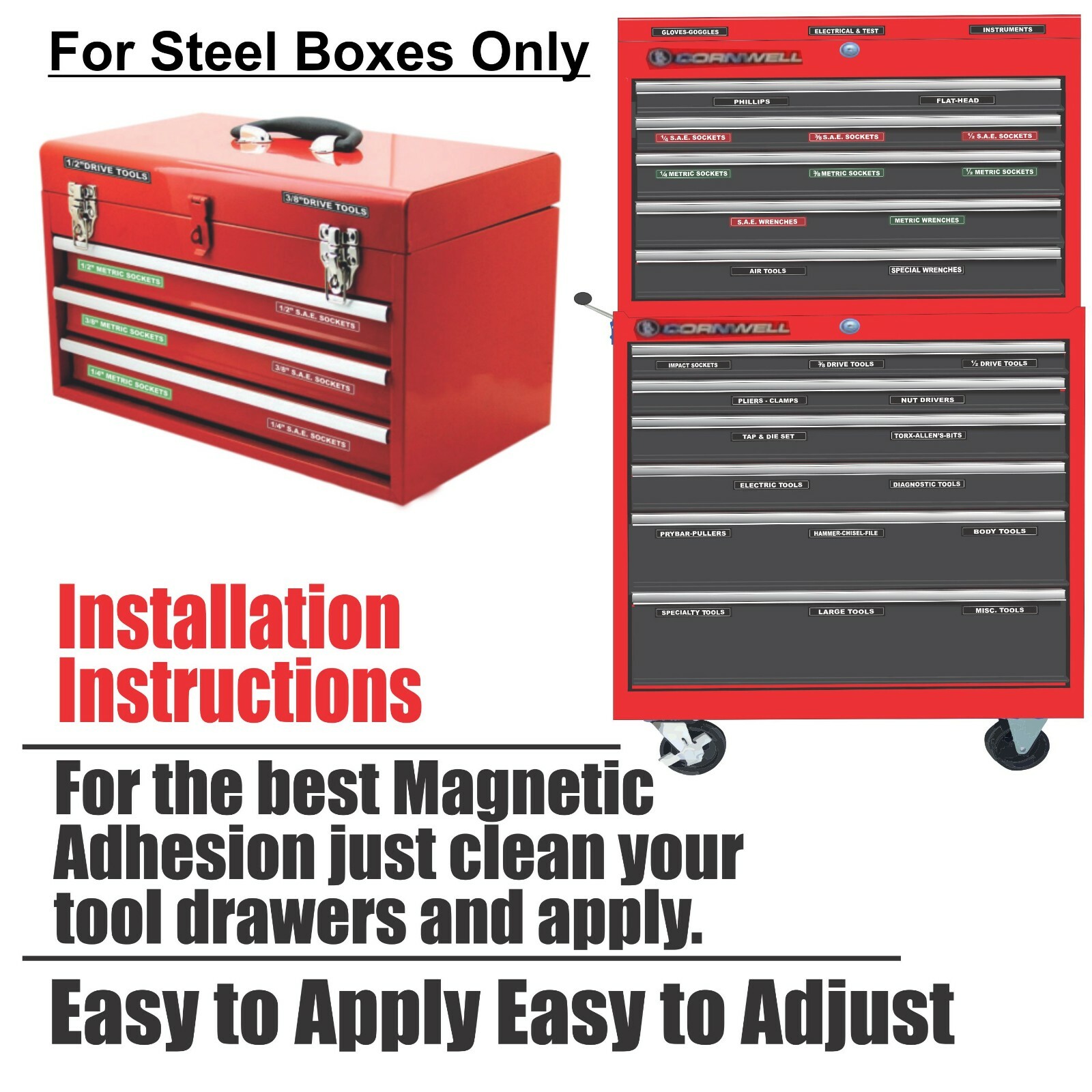 Magnetic Tool Chest Drawer Labels for Craftsman & Mechanics Organize ...