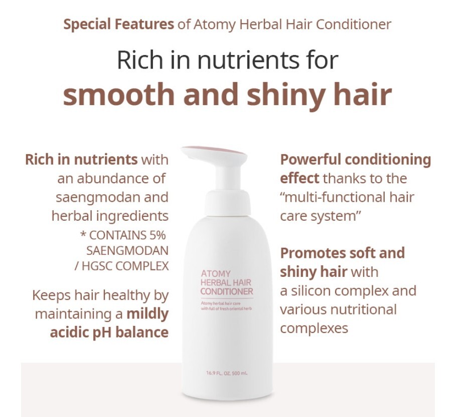 ATOMY Herbal Hair Shampoo 500ml + Conditioner 500ml Set Nourishing Hair ...