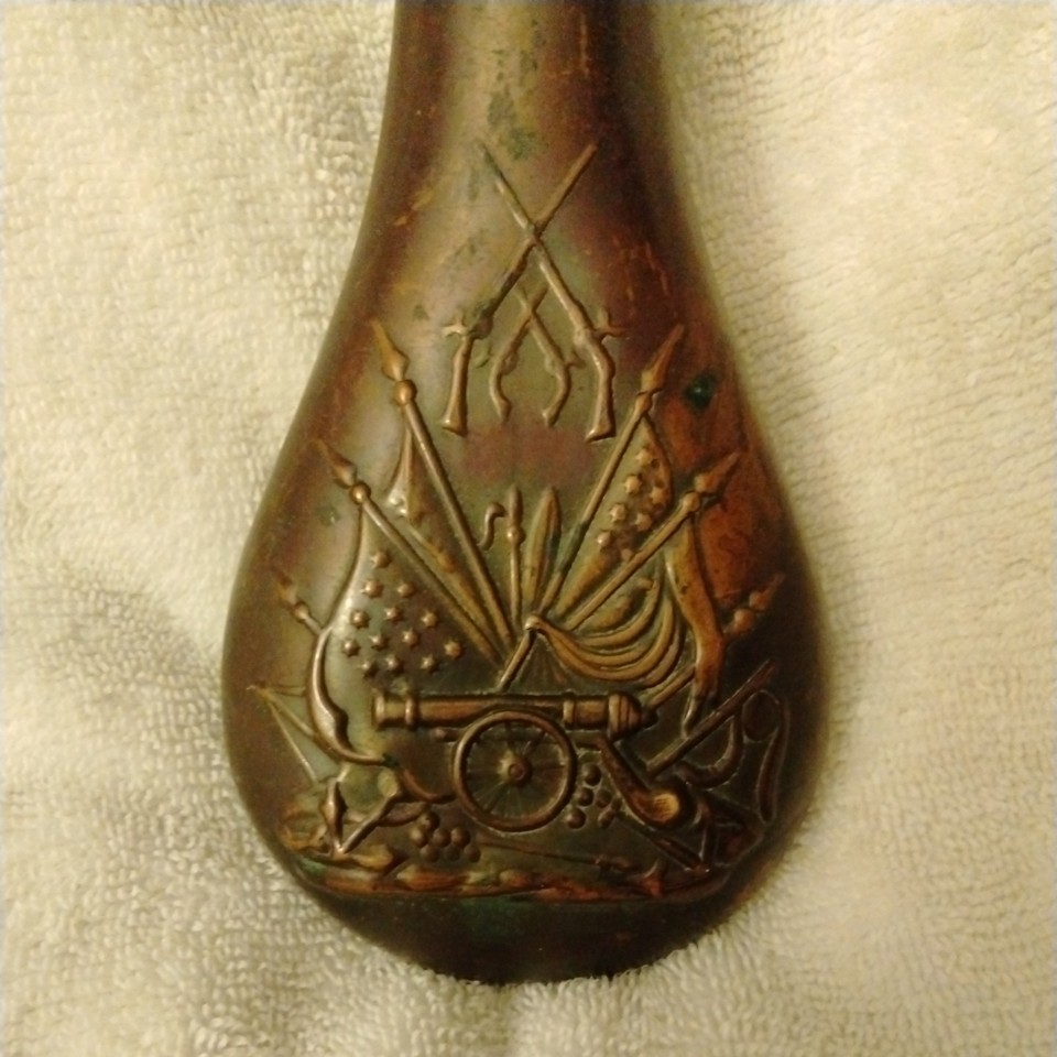 VTG RARE COPPER BRASS GUN POWDER BOTTLE FLASK,WAR,CANNON,MUSKETS | eBay
