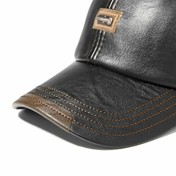 Men PU Leather Baseball Cap Outdoor Windproof Warm Hats Adjustable ...