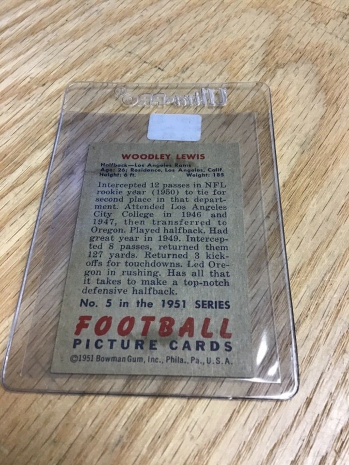 1951 Bowman Football Card Woodley Lewis Rookie Card #5 | eBay