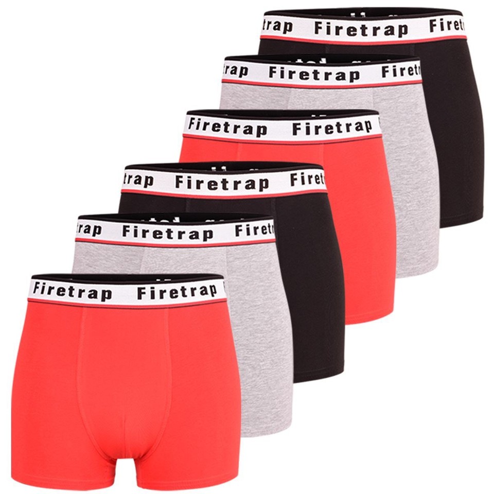 Firetrap Mens 6 Pack Designer Boxer Shorts Boxers Underwear Stretch ...