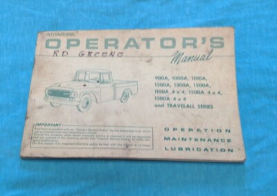 INTERNATIONAL TRUCK OPERATOR'S MANUAL | eBay