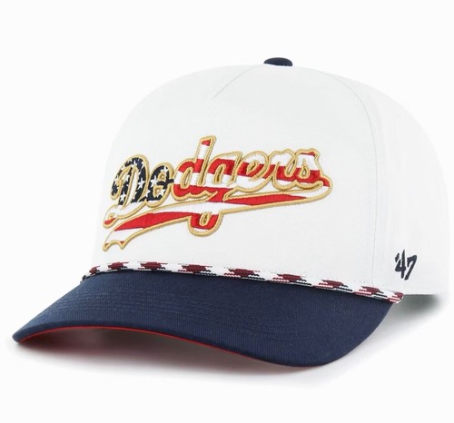 New '47 Brand Los Angeles Dodgers Flag Script Hitch Rope Snapback Hat ...