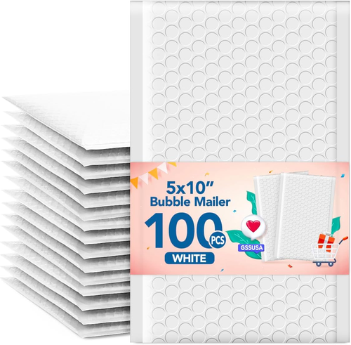 White Bubble Mailers 5X10" Small Padded Envelopes 100 Pack Usable 5X9" Bubble Sh 313030585509 | eBay