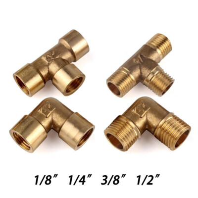 Brass BSP Equal Elbows/Tee Fittings Female Male Thread Pipe Connector 1 ...