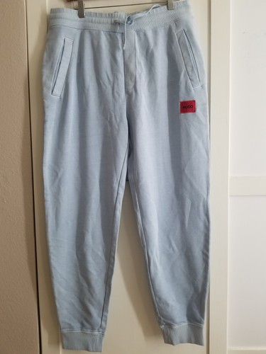 NWT Hugo Boss Men's Cotton Tracksuit Bottoms With Red Logo Light Blue ...