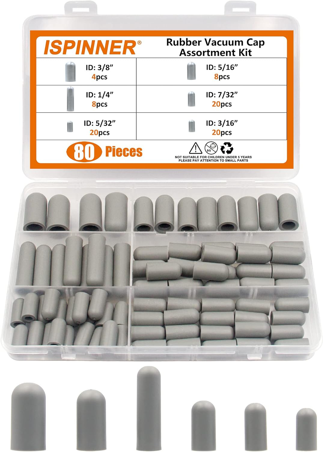 ISPINNER 80pcs Rubber Vacuum Cap, Vacuum Plugs Hose End Caps Assortment ...