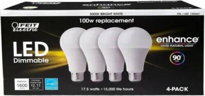 Feit Electric Led Dimmable Enhance 100w Replacement Bulbs 15,000 4 Pack ...