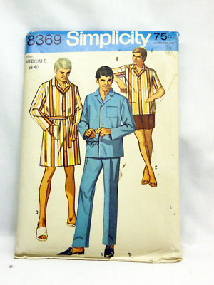 Simplicity Pattern # 8369 Men's Pajamas & Sleep Coat Size M (38-40 ...