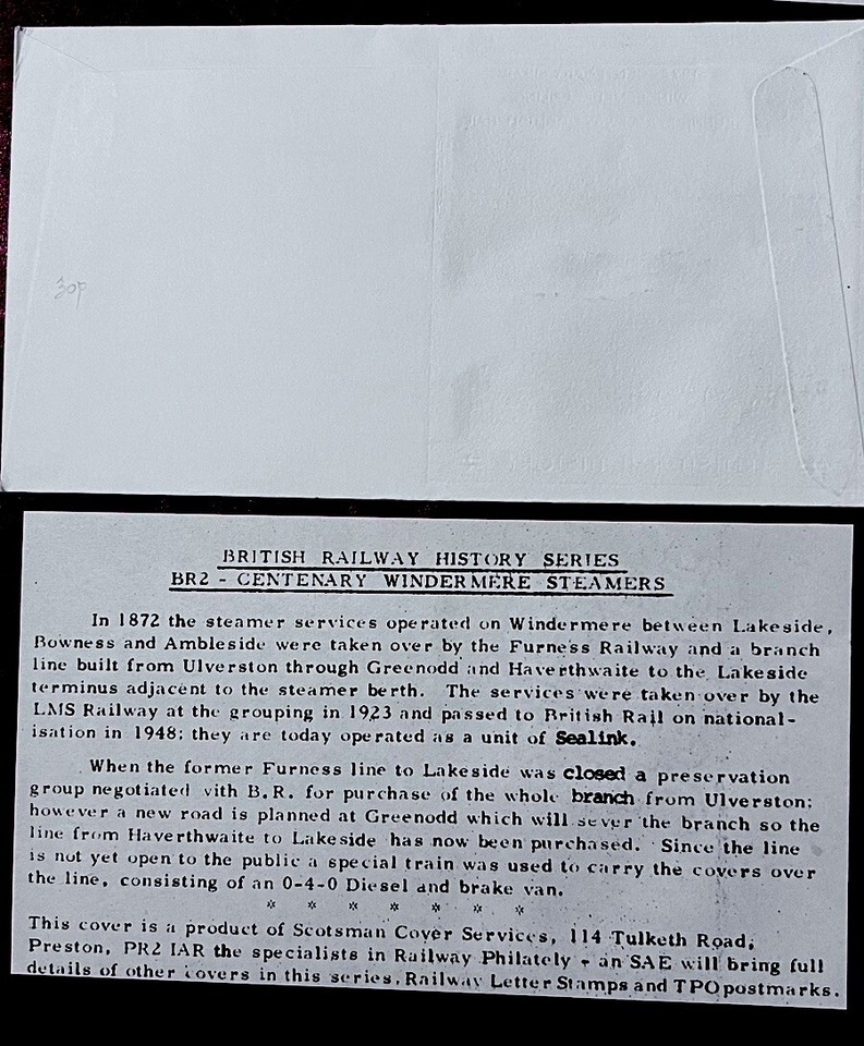 Scotsman Covers - British Rail History - WINDERMERE Special - Sealink ...