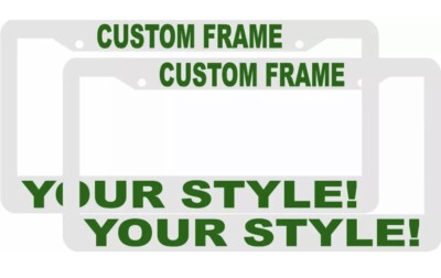 2 CUSTOM PERSONALIZED WHITE WITH GREEN LETTERS customized License Plate ...