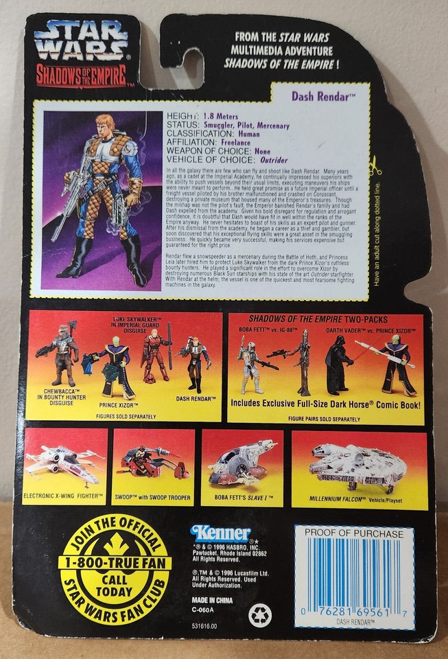 Star Wars Kenner 1996 Shadows of the Empire Dash Rendar with Heavy ...