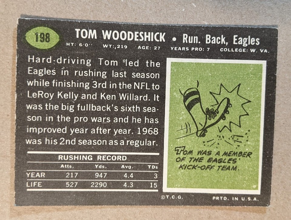 1969 TOPPS #198 TOM WOODESHICK RC EX-NM+ | eBay