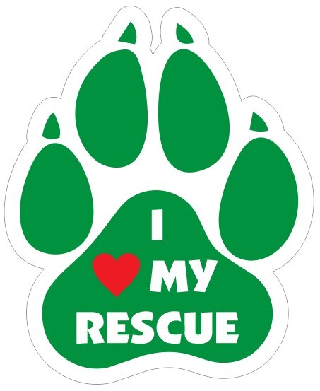 I Love My Rescue Sticker - Green Dog Paw / Decal R7143 | eBay