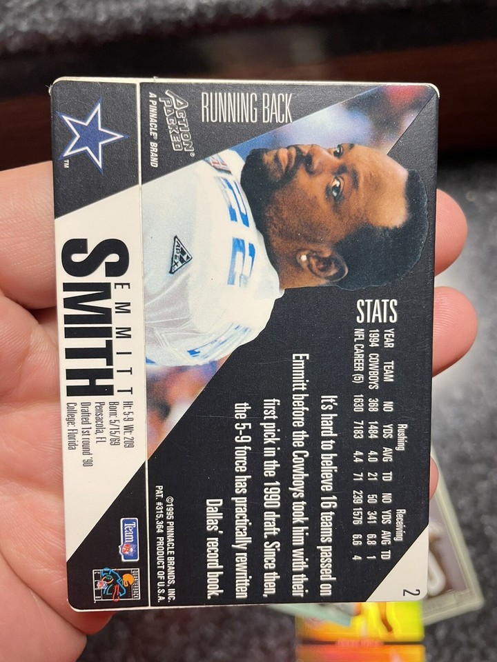 1995 Action Packed RARE Football Card #2 Emmitt Smith DALLAS COWBOYS ...