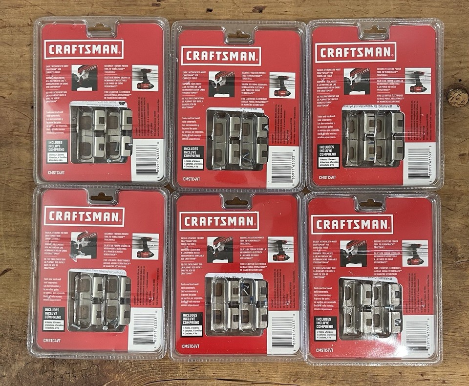 CRAFTSMAN Versatrack Garage Hooks, Cordless Hang 6 Packs Of 4 Hooks ...