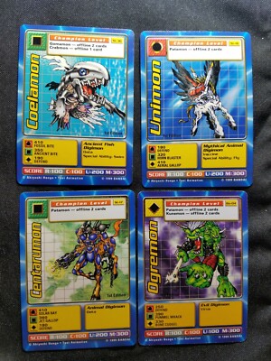 Digimon TCG 1999 Unimon Ogremon Coelamon & Centarumon 1st edition | eBay